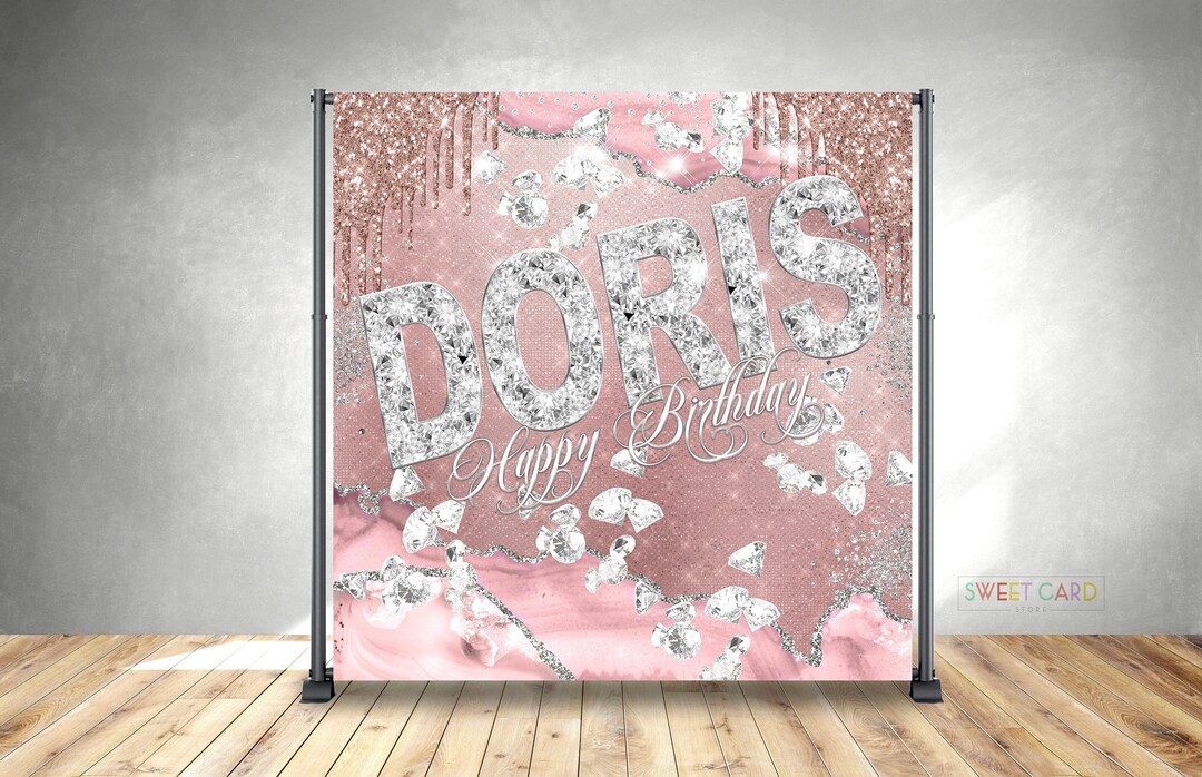 SPARKLE DIAMONDS BACKDROP, Rose Gold Diamonds Birthday Backdrop ...