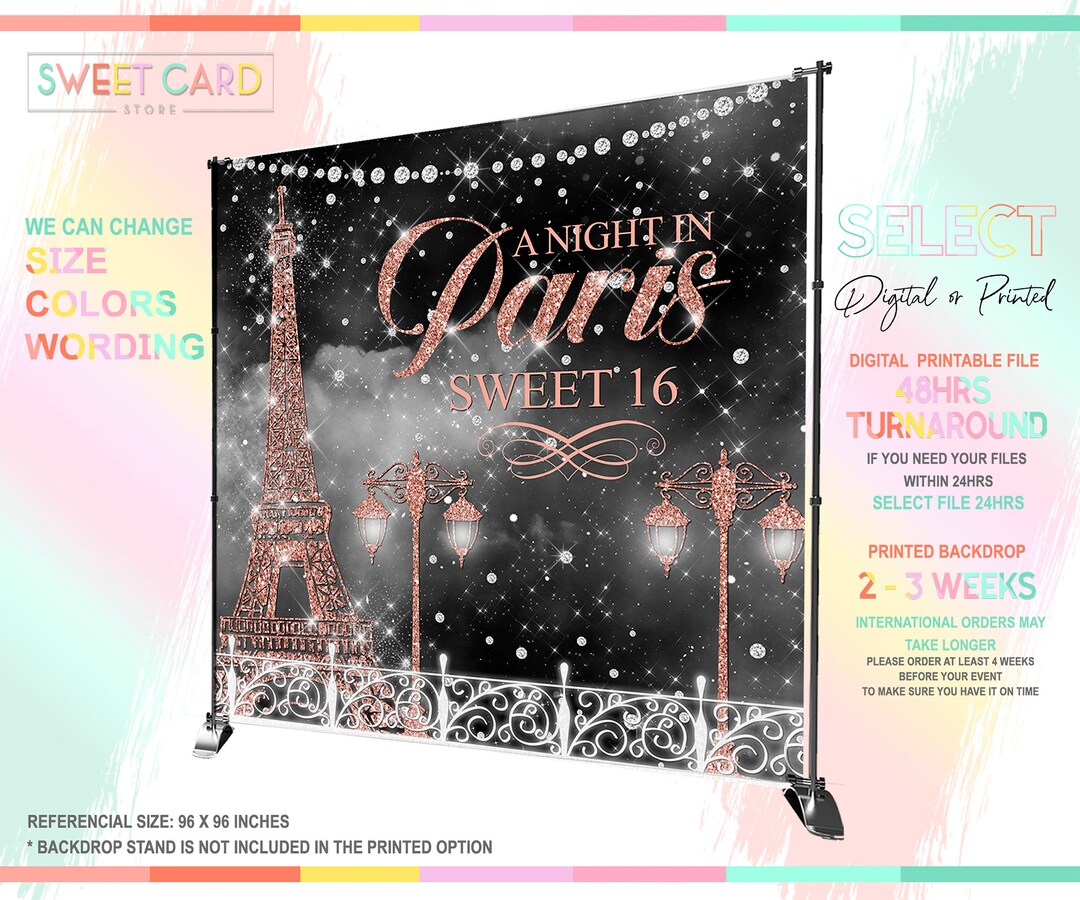 Paris Eiffel Tower Backdrop, Eiffel Tower Rose Gold Backdrop, Eiffel ...