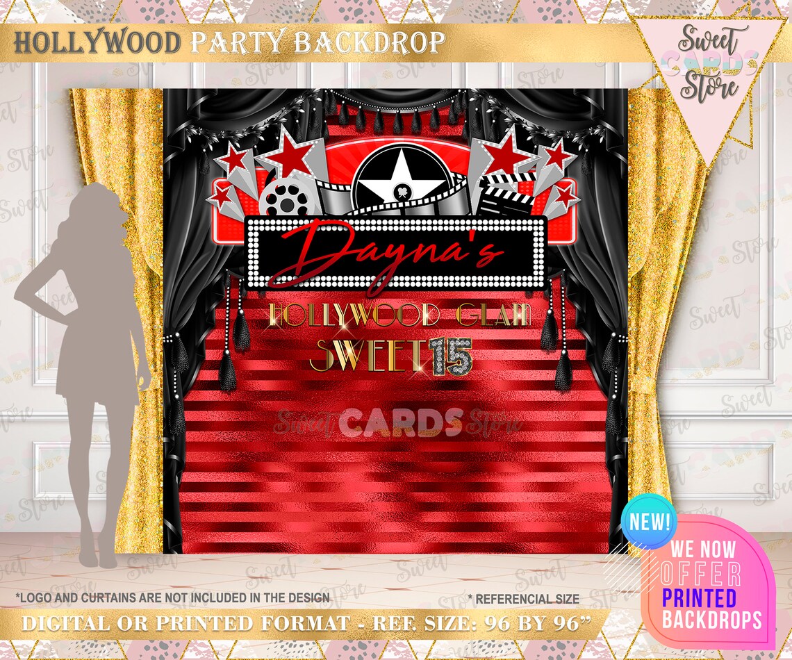 Hollywood Glam Printable Party Backdrop Hollywood Party - Etsy