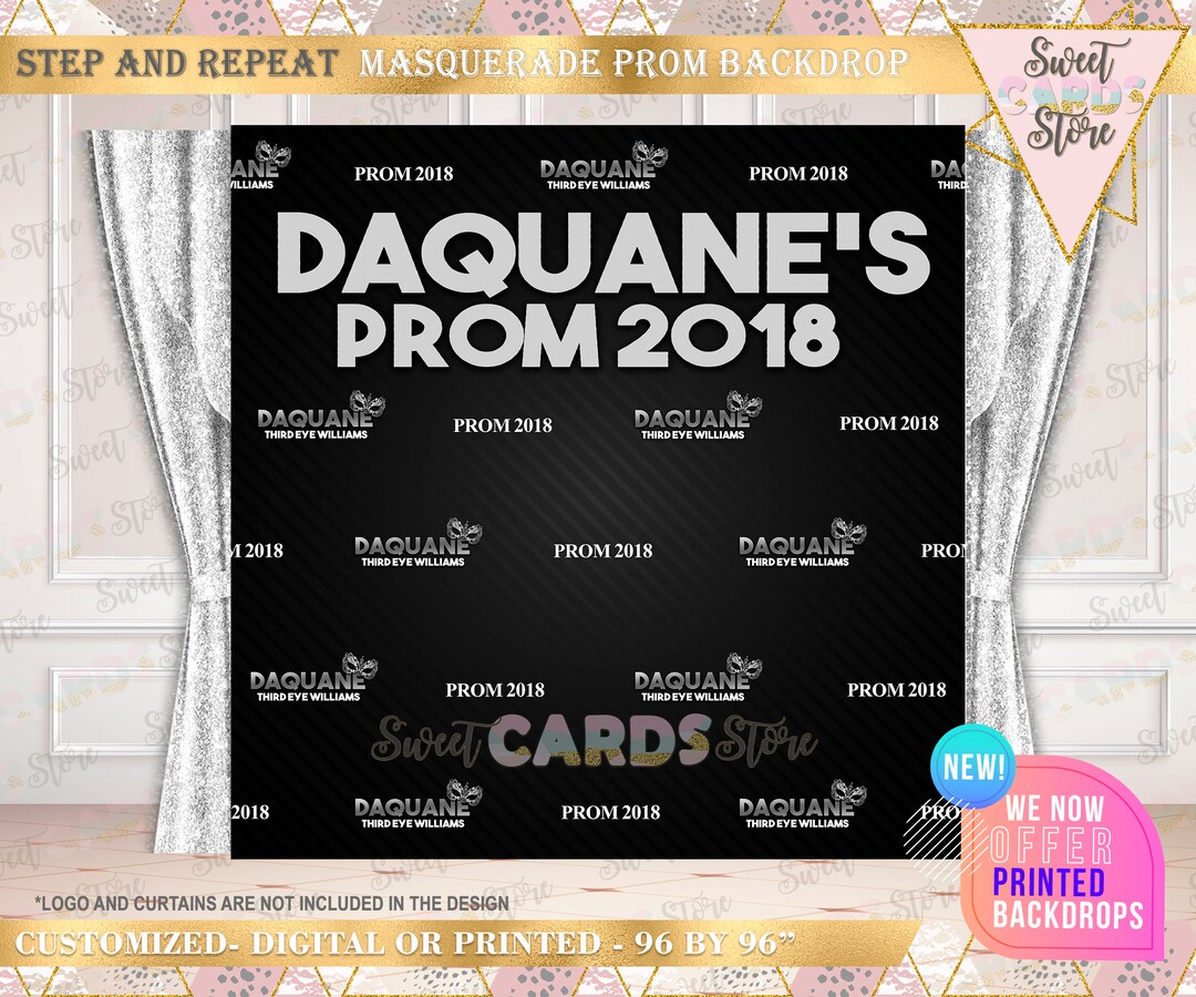 Custom Backdrop Classic Prom Black Silver Step and Repeat Prom Elegant ...