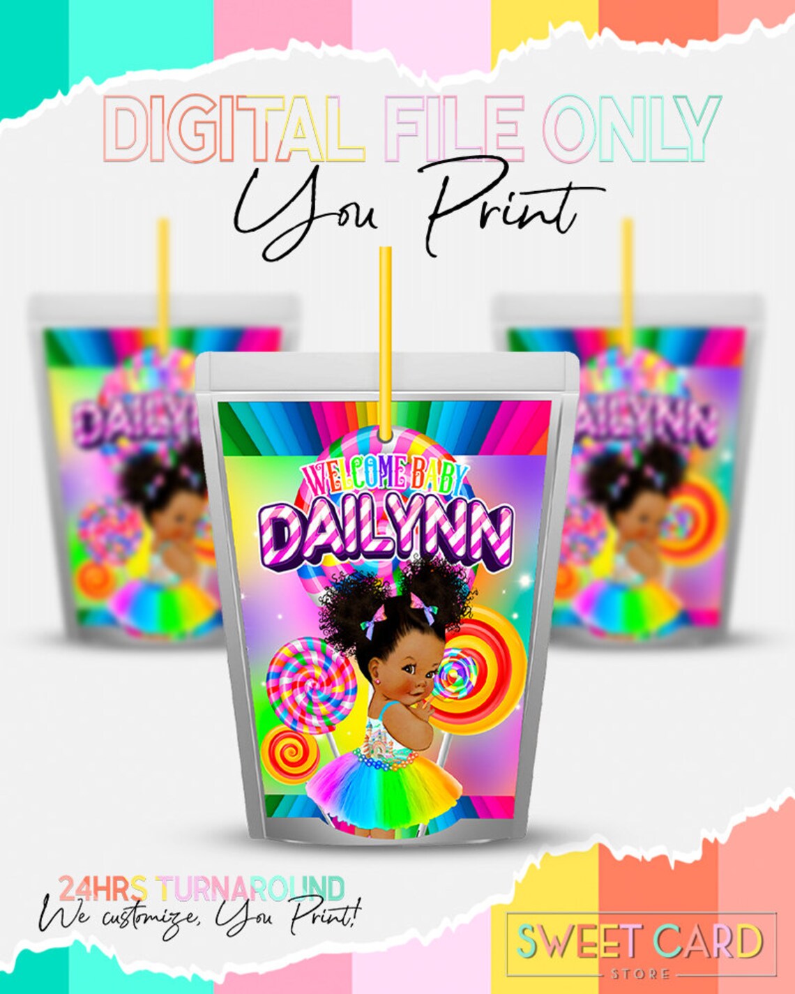 Candyland Baby Shower Water Labels Candyland Sweets Candy | Etsy