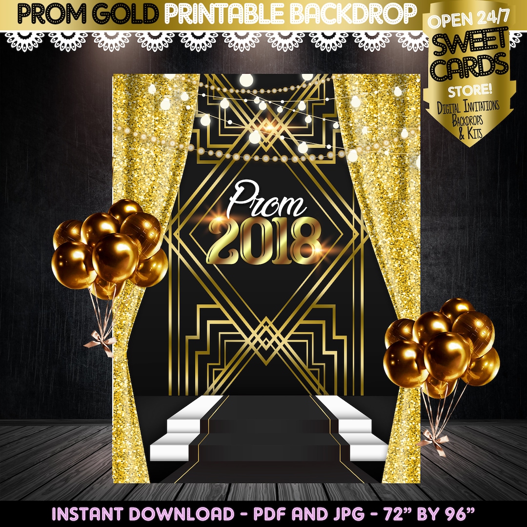 Prom Gold Printable Backdrop, Prom Elegant Backdrop, Prom Background ...