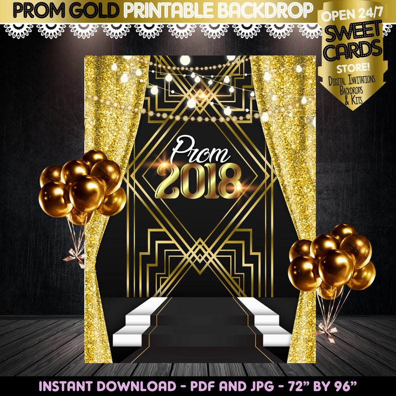 Prom Gold Printable Backdrop Prom Elegant Backdrop Prom Background