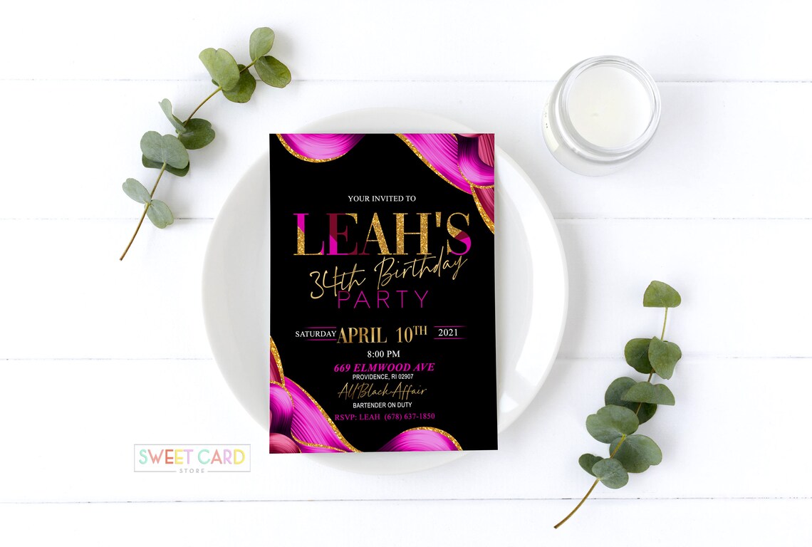 SHADES PINK INVITATION Shades of Pink Printable Invitation - Etsy