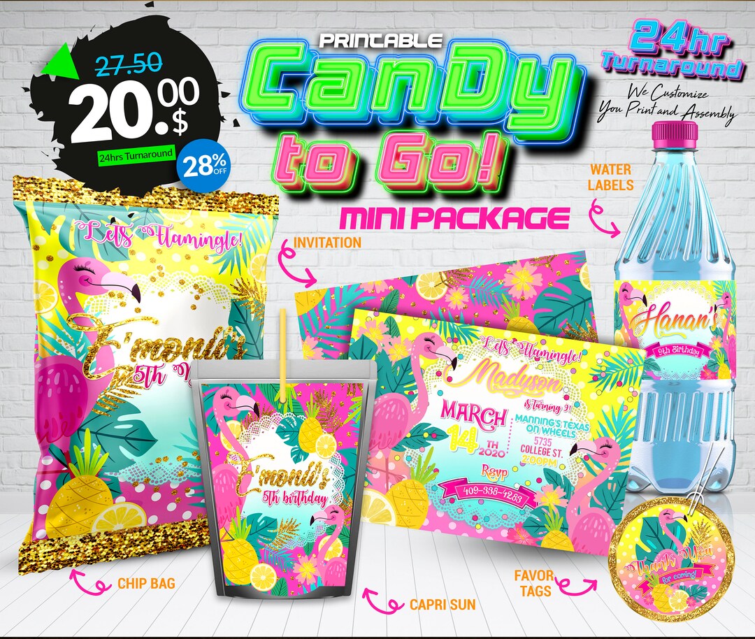 FLAMINGO PARTY PACKAGE Flamingo Tropical Birthday Party Printable Kit ...