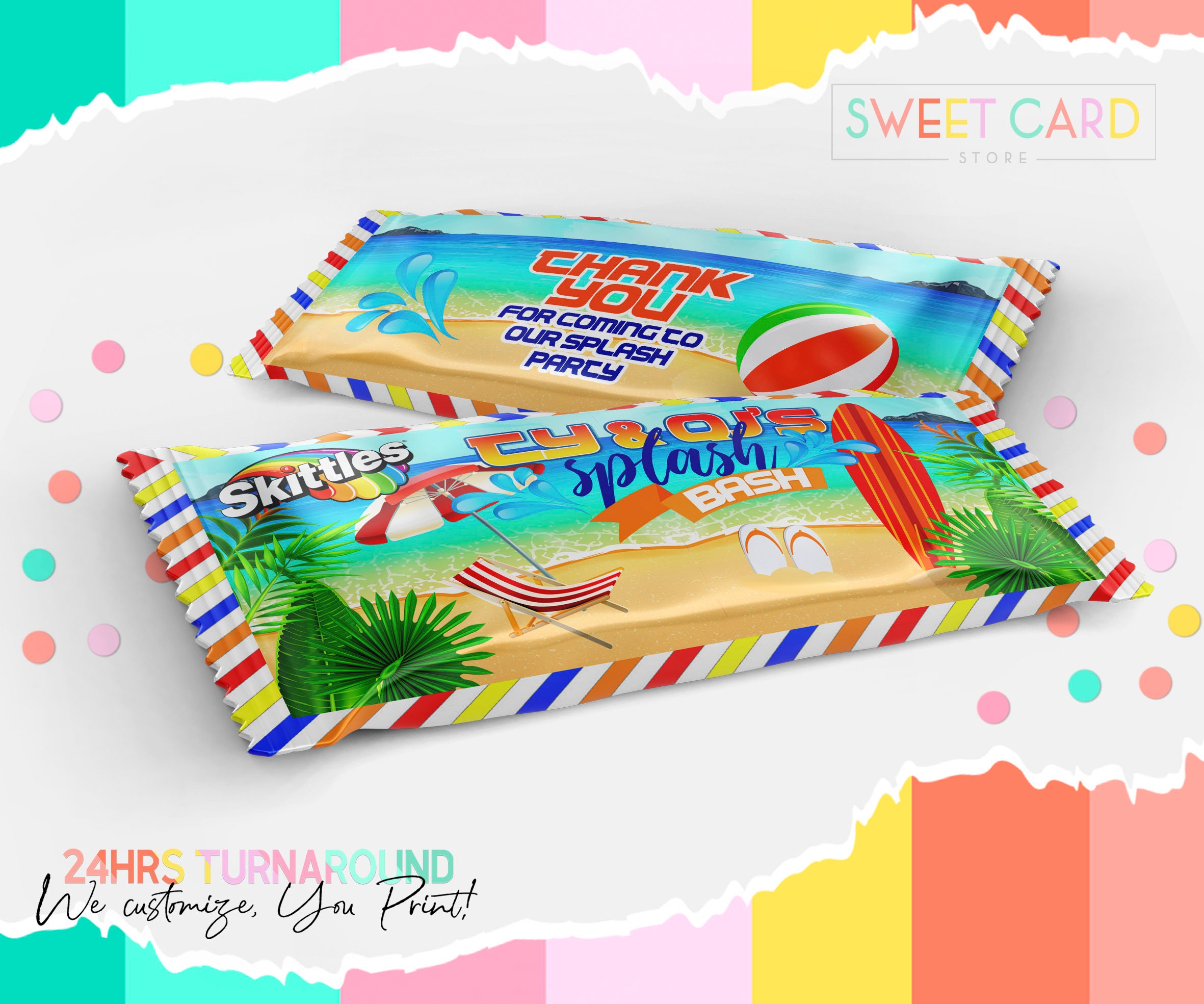 BEACH PARTY LABELS Beach Party Pouch Labels Beach Party | Etsy