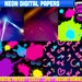 Neon Digital Papers, Neon Pattern, Background, Light, Splash, Glow in ...