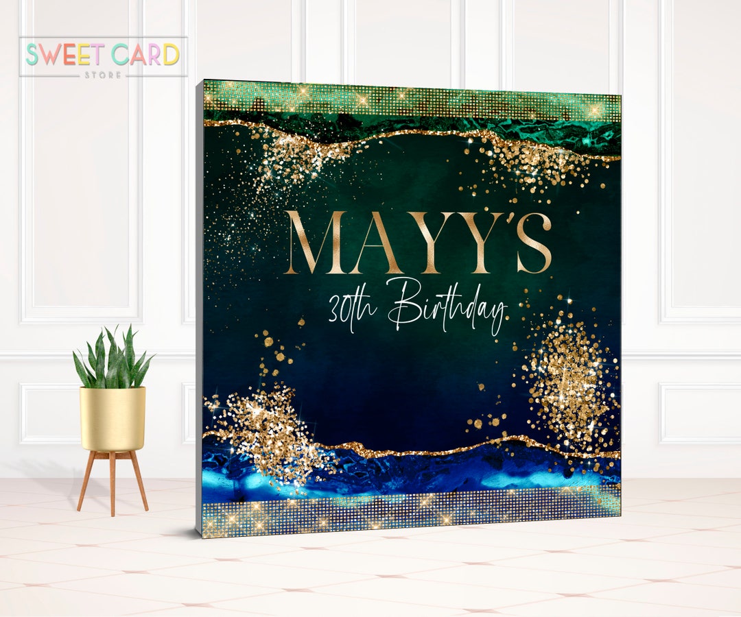 Blue Green SEQUINS BACKDROP, Elegant Blue Gold Backdrop, Golden Glitter ...