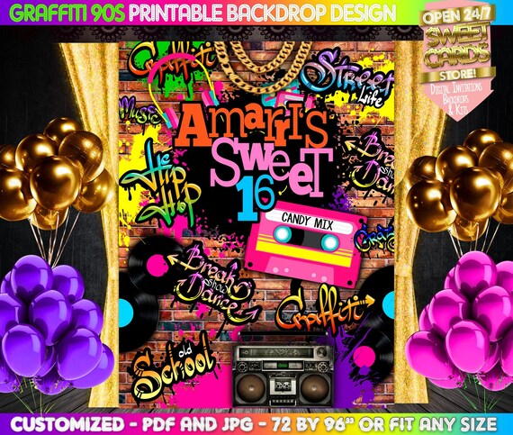 90's Printable Party Backdrop 90s Printable Backdrop - Etsy