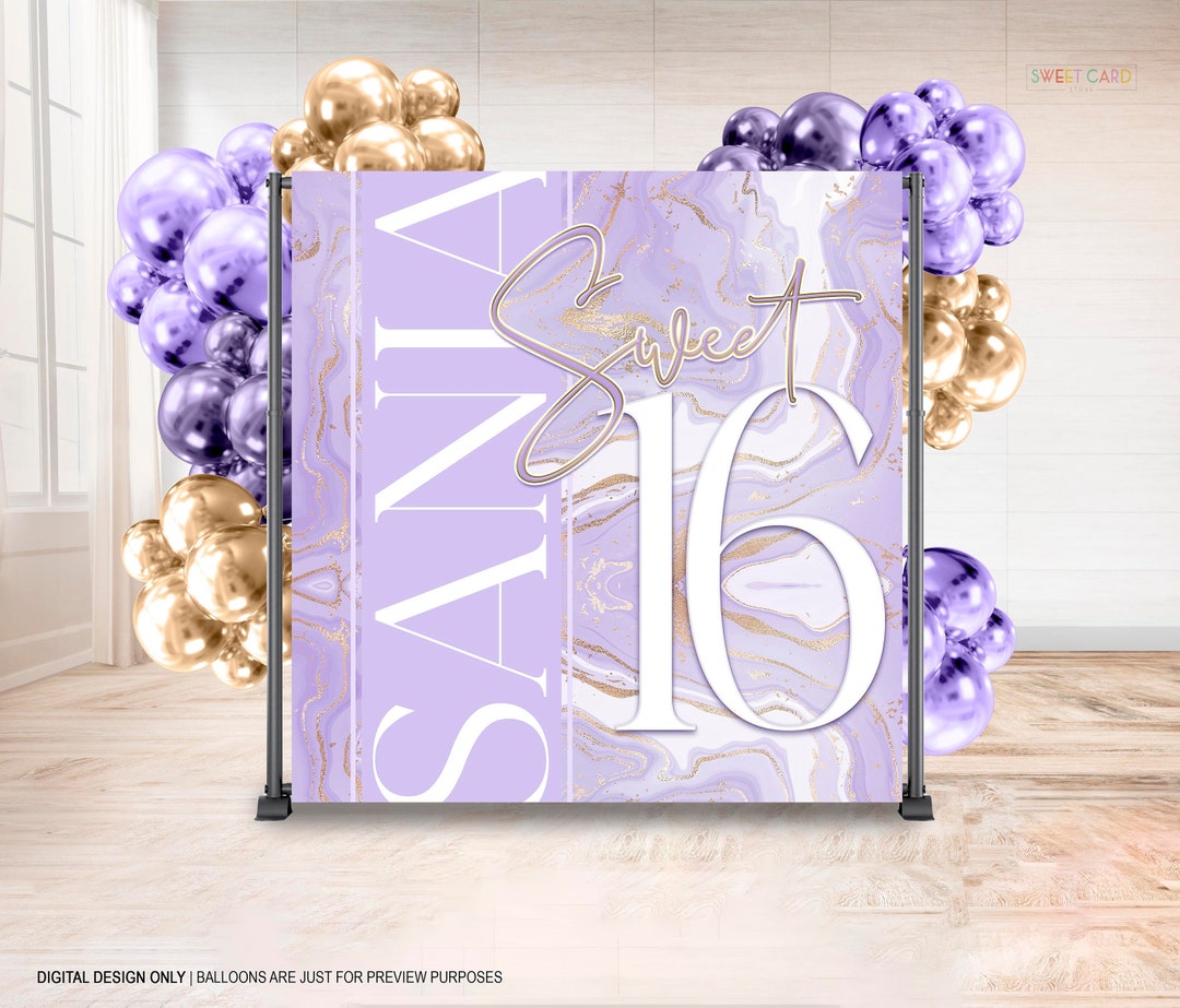 Sweet 16 Backdrop Design, Agate Marble Backdrop, Sweet Sixteen ...