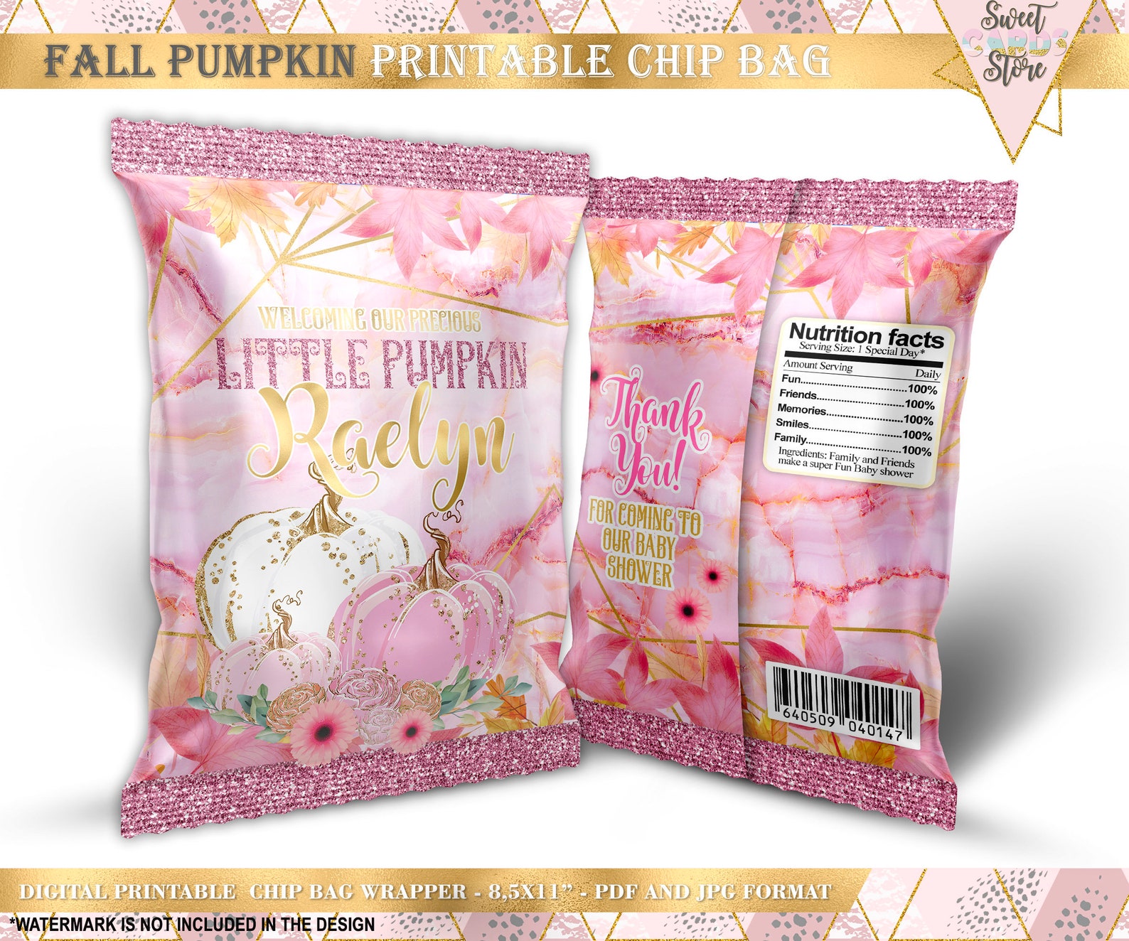 PUMPKIN CHIP BAG Fall Pumpkin Baby Shower Chip Bag Fall - Etsy