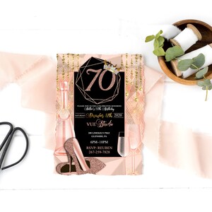 Heels and Bling Invitation, Champagne Heels Printable Invitation ...