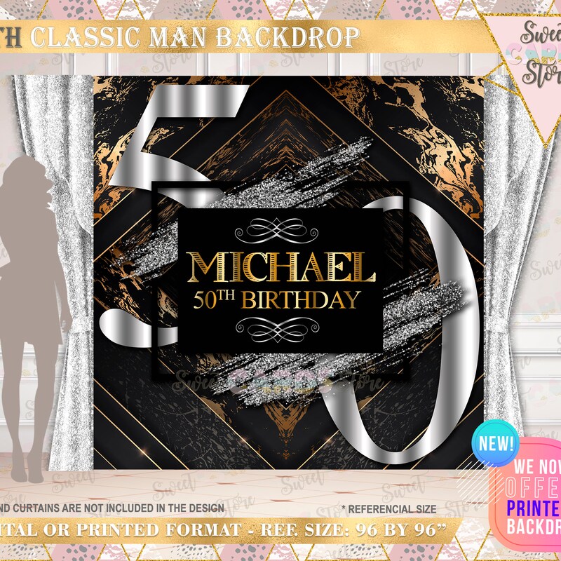 50th Birthday Backdrop - Etsy