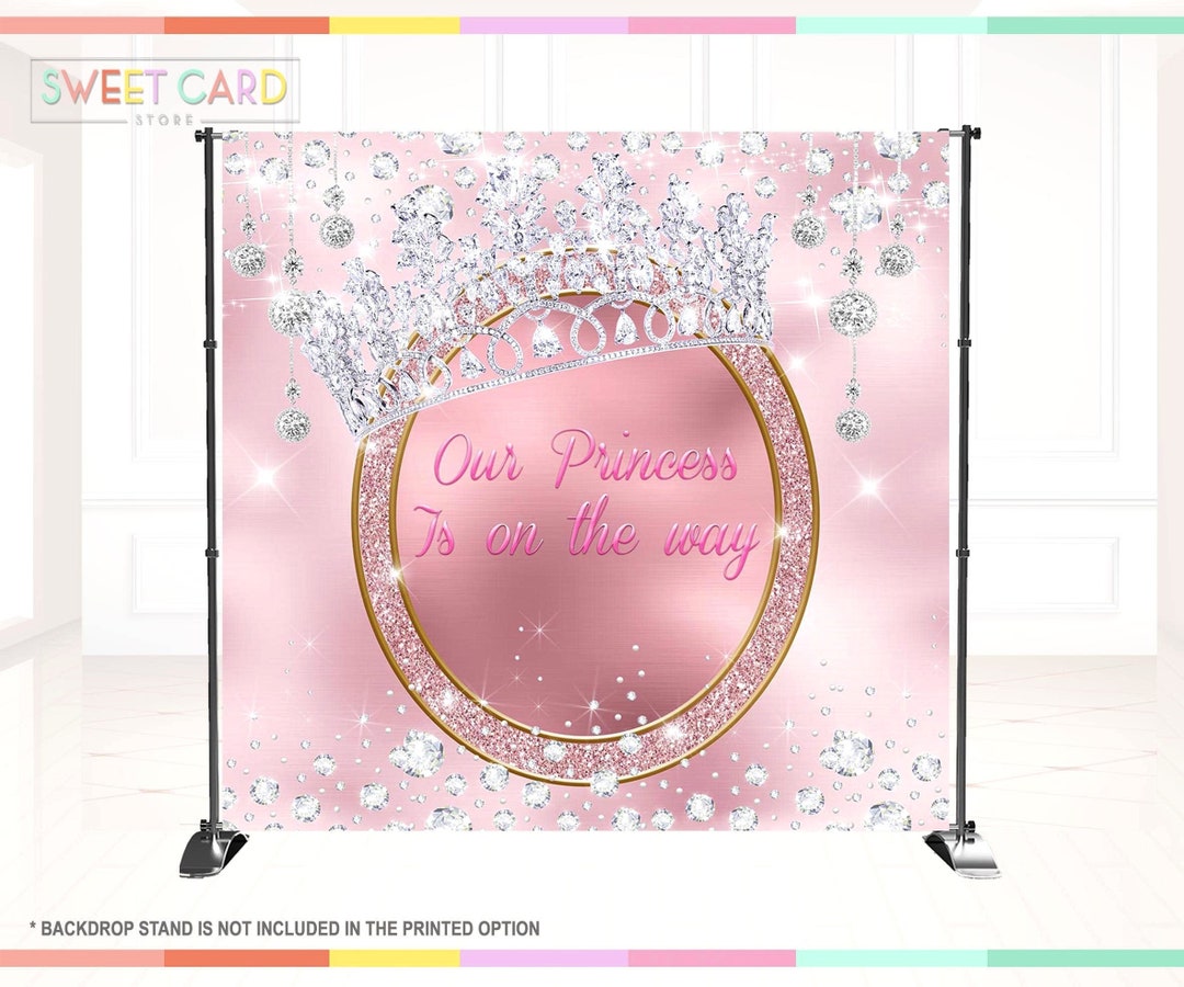 Princess Baby Shower Backdrop, Princess Glitter Backdrop, Princess Girl ...