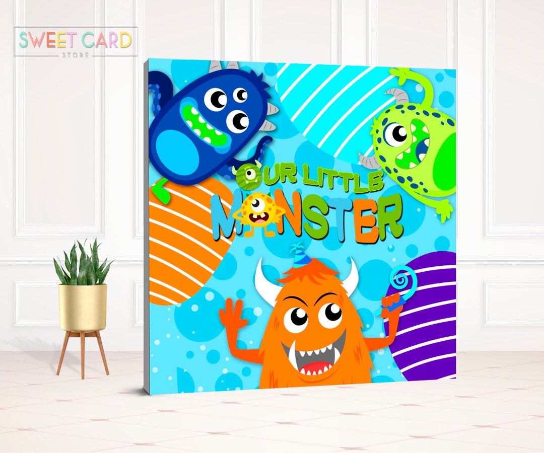 Our Little Monster Party Backdrop, Monster Birthday, Monster Decor ...