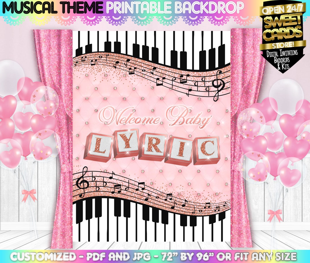 Musical Theme Printable Backdrop Music Theme Baby Shower - Etsy