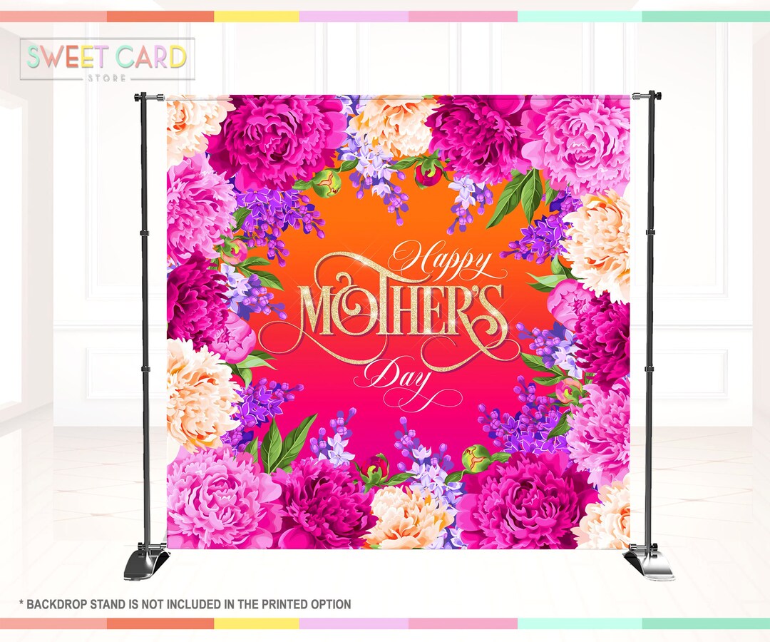 Floral Glitter Mother's Day Backdrop, Pastel Flowers Floral Backdrop ...