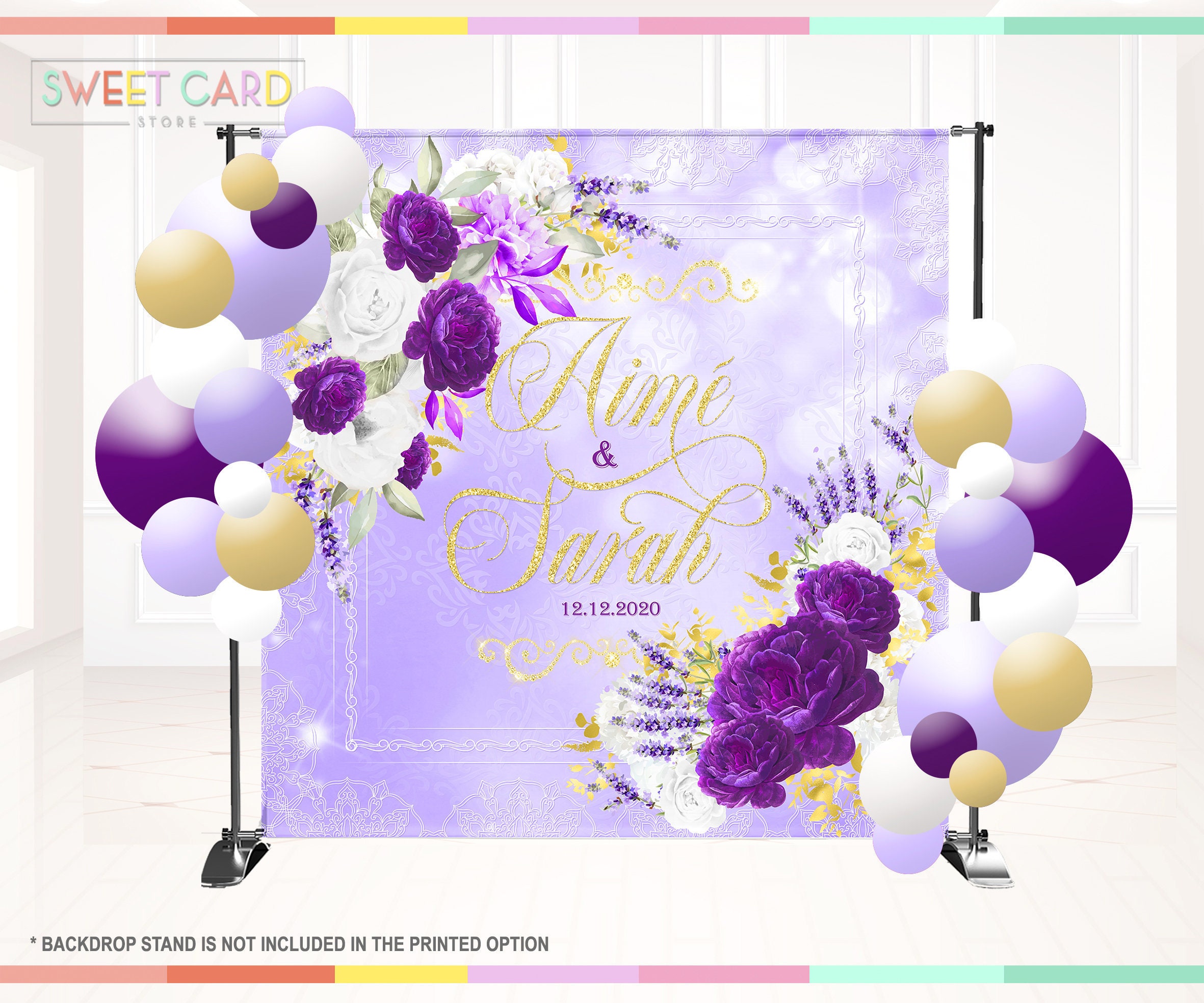 Engagement Floral Printable Backdrop Engagement Photo - Etsy