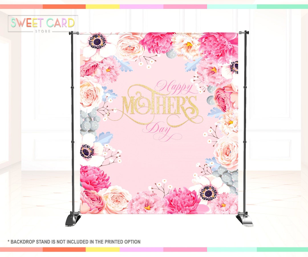 Floral Glitter Mother's Day Backdrop, Pastel Flowers Floral Backdrop ...