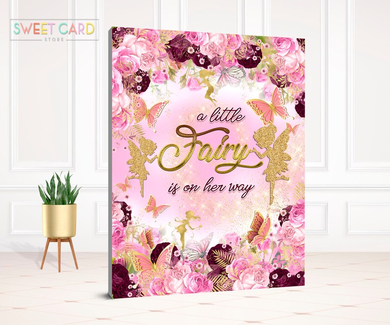Enchanted Garden Pink Printable Backdrop Fairy Party - Etsy