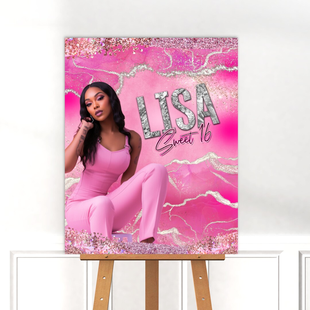 Shades of Pink Birthday Welcome Sign Pink Agate Birthday Welcome Sign ...