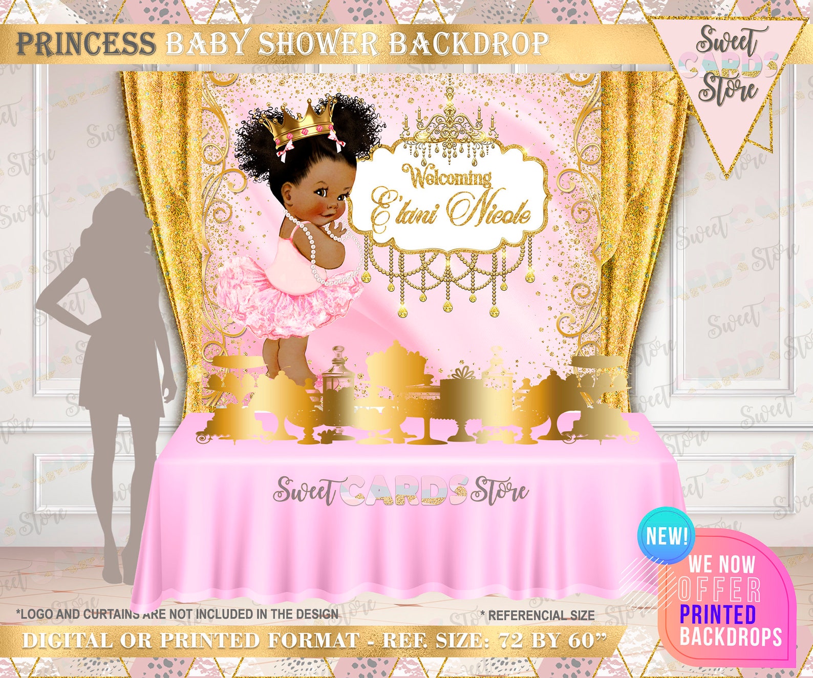 Princess Baby Shower Backdrop Princess Glitter Backdrop | Etsy