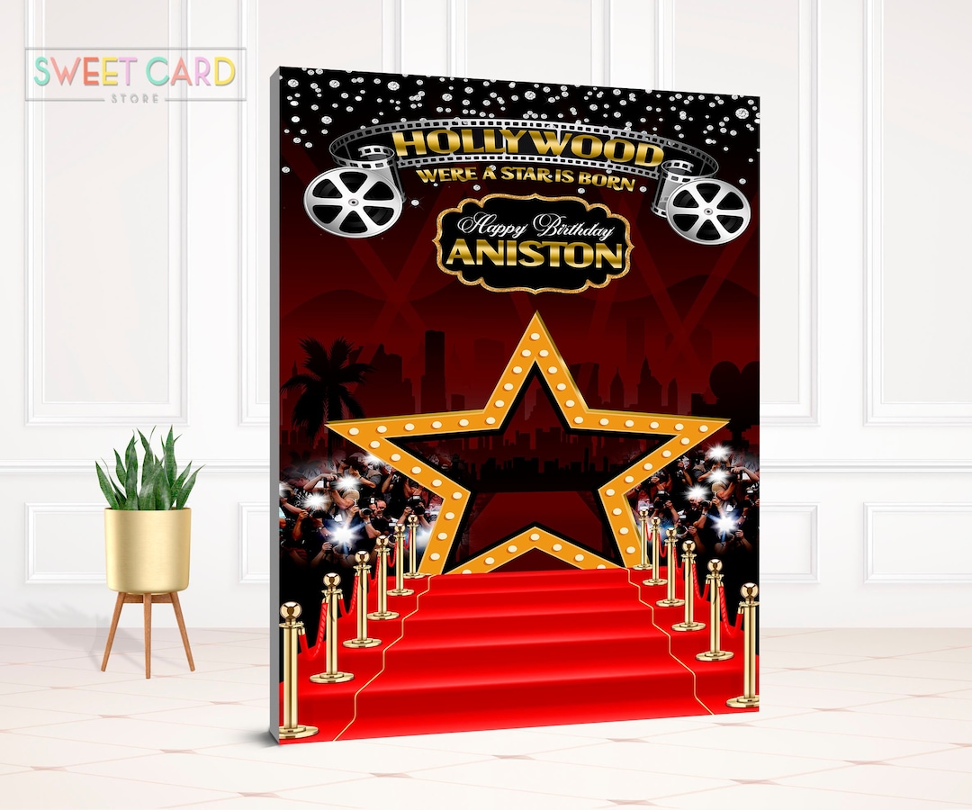 Hollywood Glam Party Backdrop, Hollywood Party Backdrop, Red and Gold ...