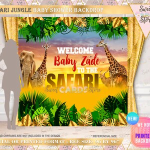 Jungle Safari Printable Backdrop, Jungle Animals Theme Baby Party ...