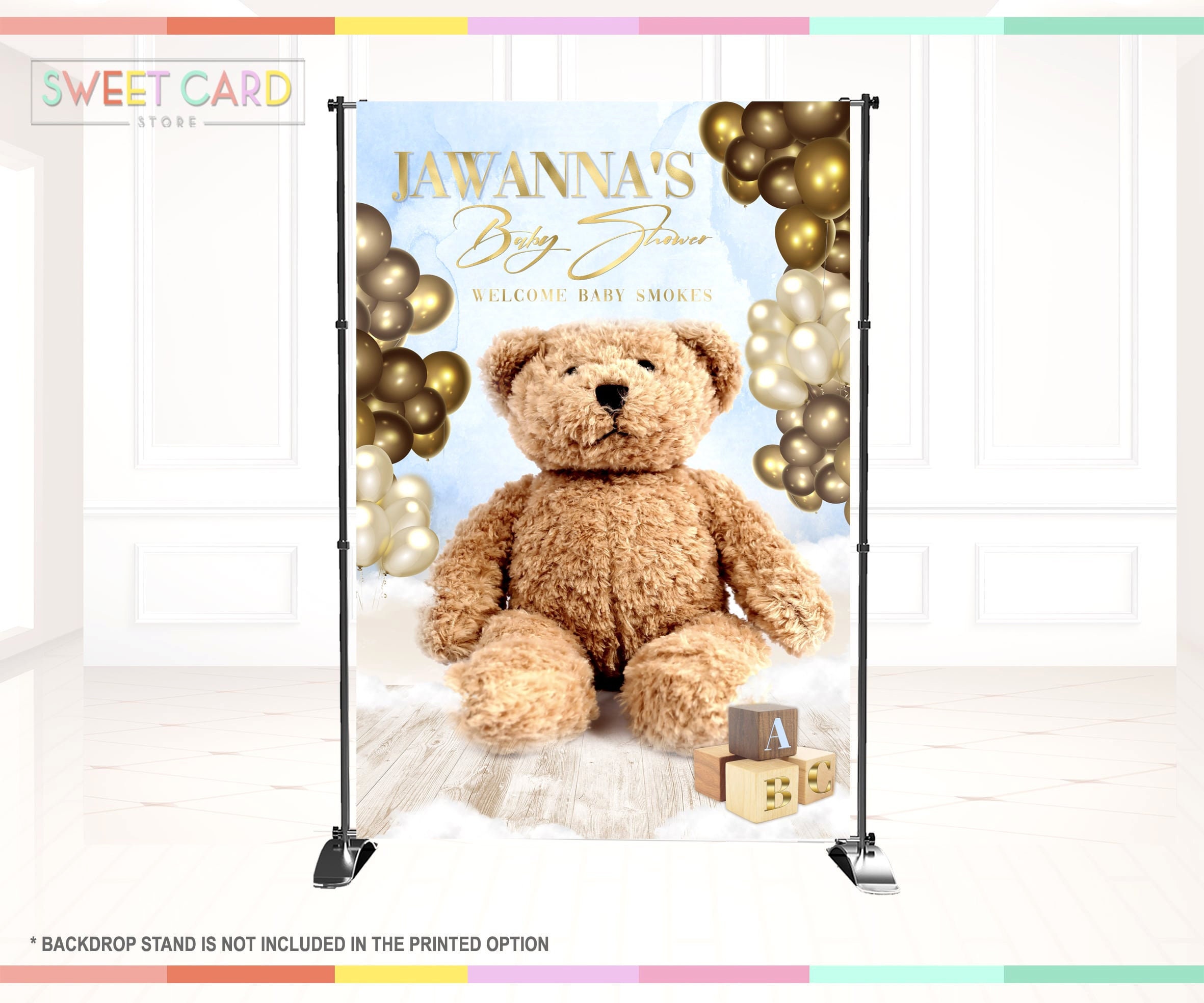 TEDDY BEAR BACKDROP Baby Shower Backdrop Teddy Bear Balloons - Etsy