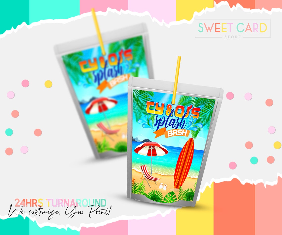BEACH PARTY LABELS Beach Party Pouch Labels Beach Party - Etsy