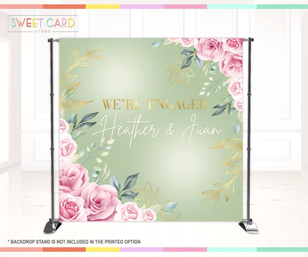 Engagement Floral Printable Backdrop, Engagement Photo Backdrop ...