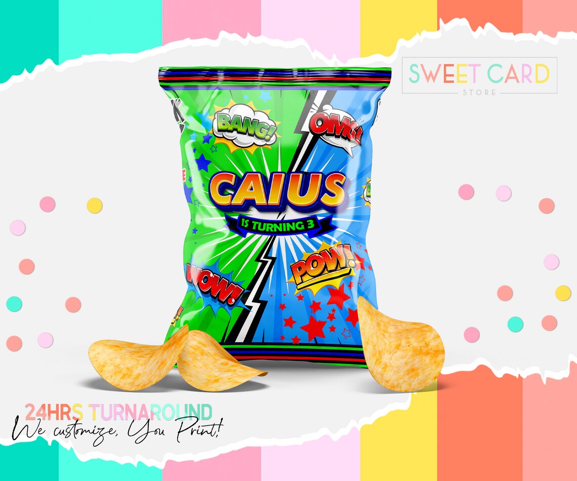 SUPERHEROES CHIP BAG Superheroes Chip Bag Wrapper Heroes | Etsy