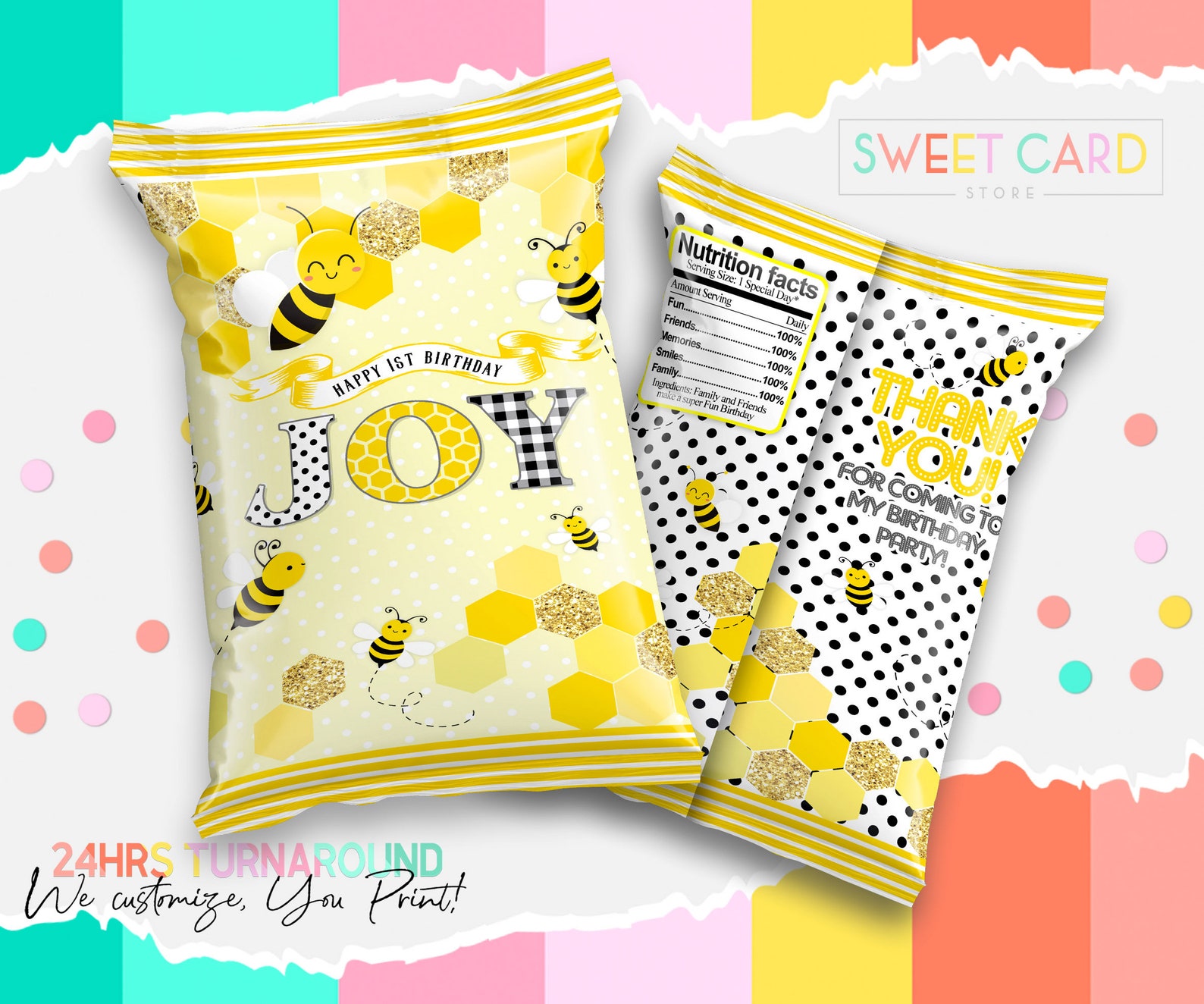 BEE CHIP BAG Bumble Bee Birthday Party Chip Bag Sweet Bee - Etsy