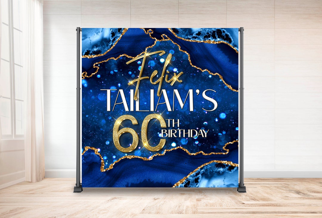 Blue Marble Birthday Backdrop Gemstone Backdrop 40th Birthday Gemstone ...