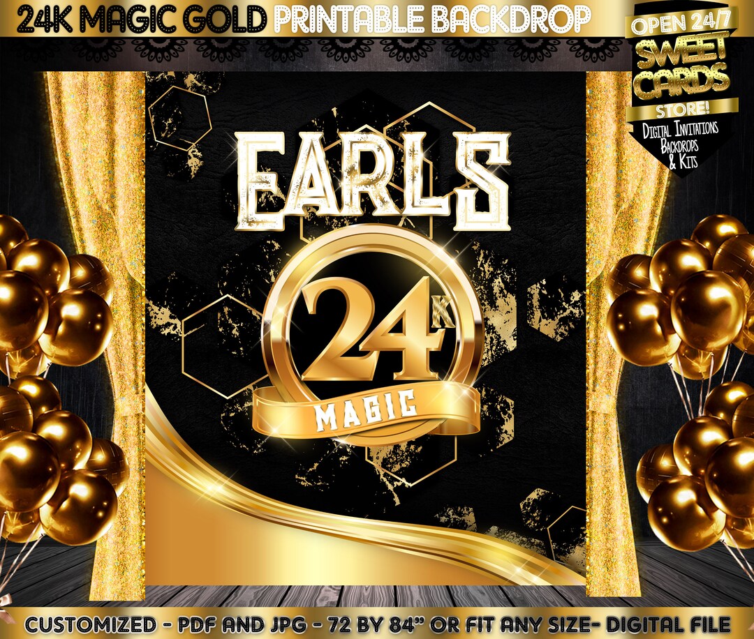 Black Gold 24k Magic Printable Backdrop 24k Party Backdrop - Etsy Australia