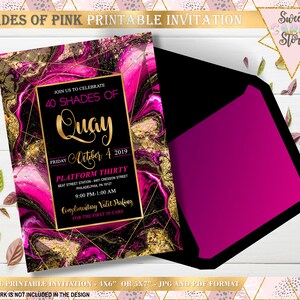 40 Shades of Pink Marble Invitation Shades of Pink Printable - Etsy
