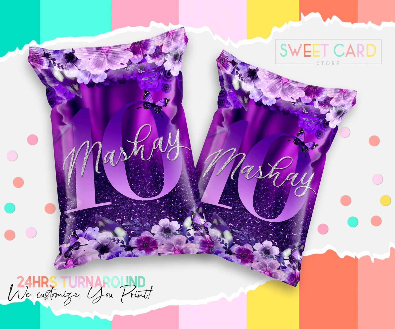 FLORAL CHIP BAG Flowers Butterflies Chip Bags Floral - Etsy