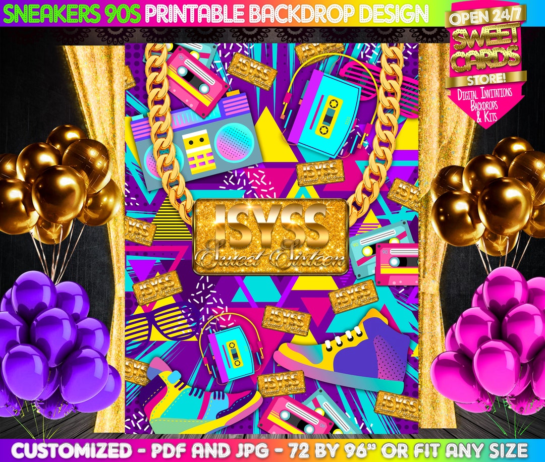 90s Sneaker Printable Backdrop Pop Culture Backdrop Sweet - Etsy