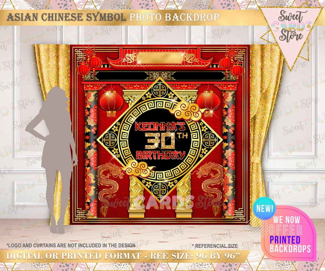 Asian Chinese Party Printable Backdrop Chinese Party | Etsy