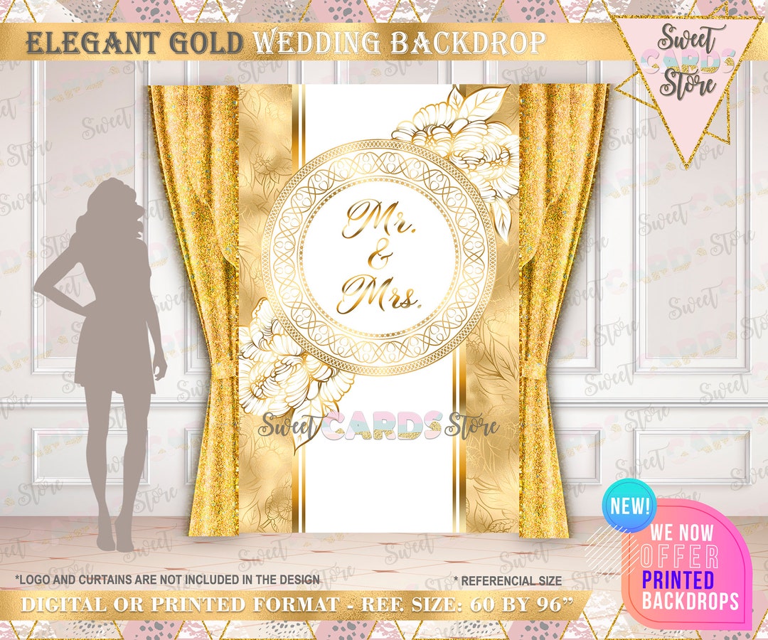 Wedding Gold White Monogram Backdrop, Wedding Backdrop Decor, Wedding ...