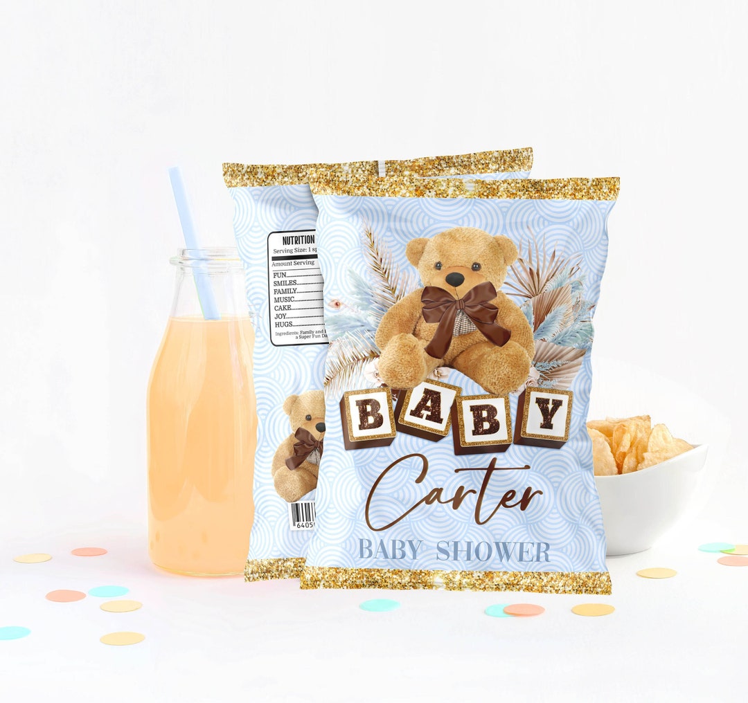 Bear Chip Bag Wrapper Blue Bear Editable Chips Custom Bear Editable Bag ...
