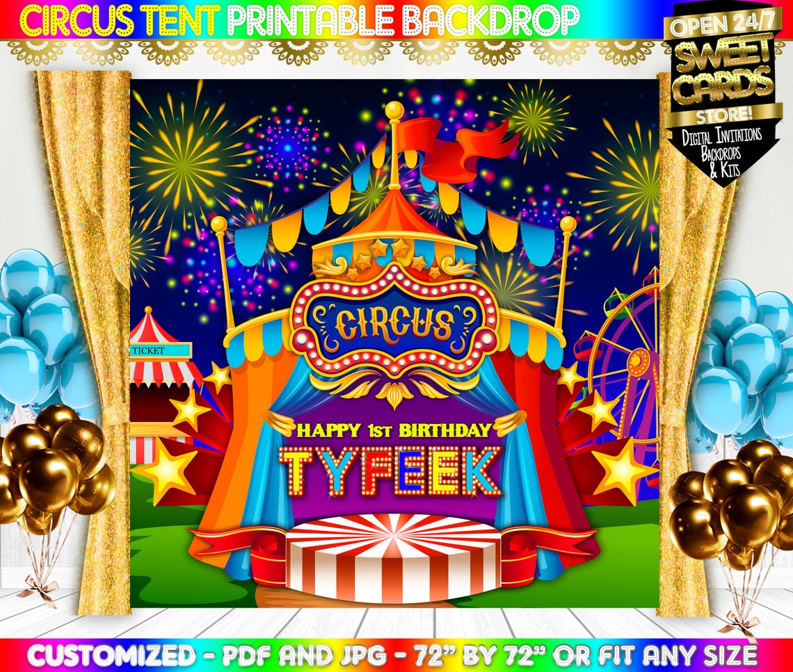 Circus Tent Printable Party Backdrop Circus Party Backdrop - Etsy