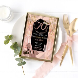 Heels and Bling Invitation, Champagne Heels Printable Invitation ...