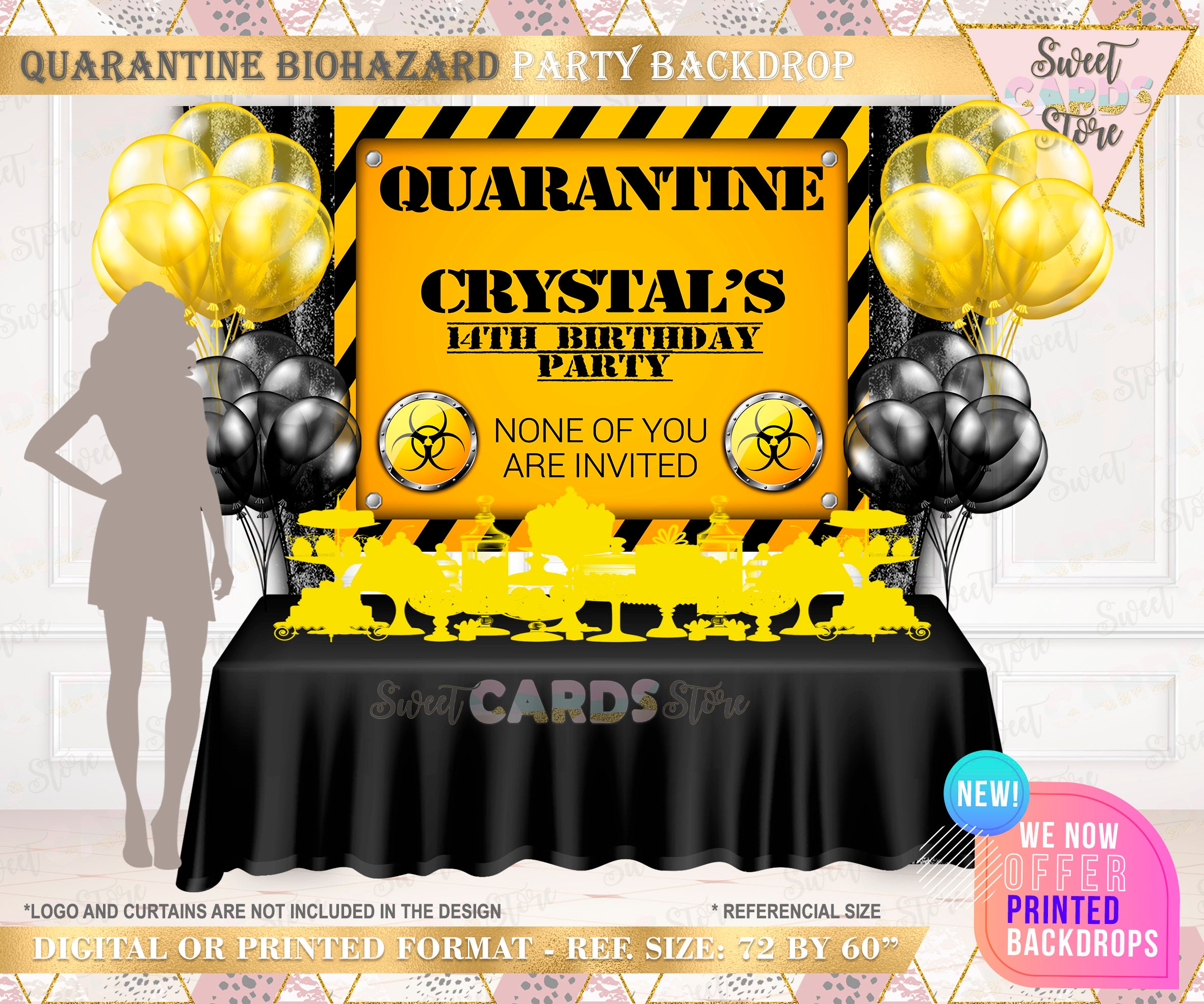 Quarantine Biohazard baby shower backdrop Quarantine party backdrop ...