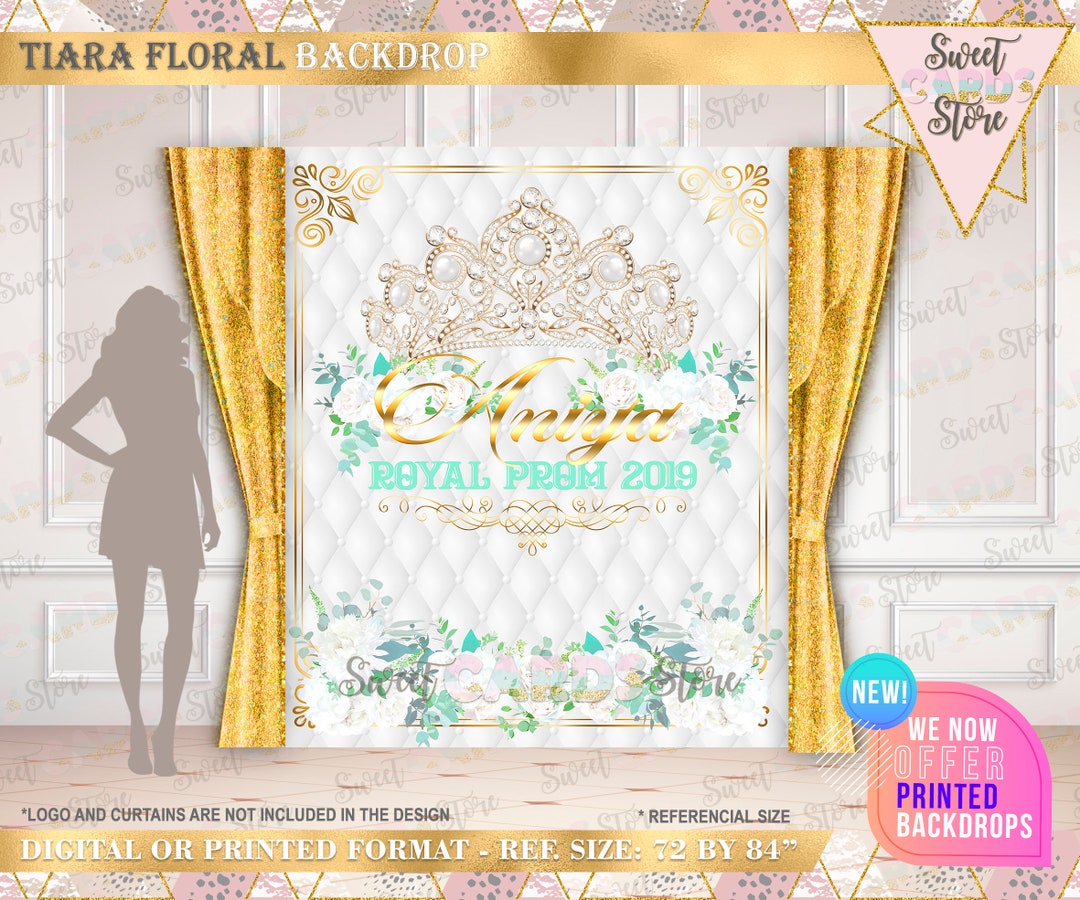 Princess Floral Party Backdrop, Princess Crown Party Backdrop, Princess ...