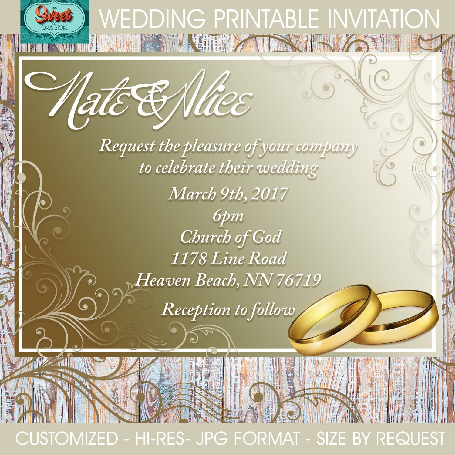 Wedding Printable Personalized Digital Invitation Wedding | Etsy