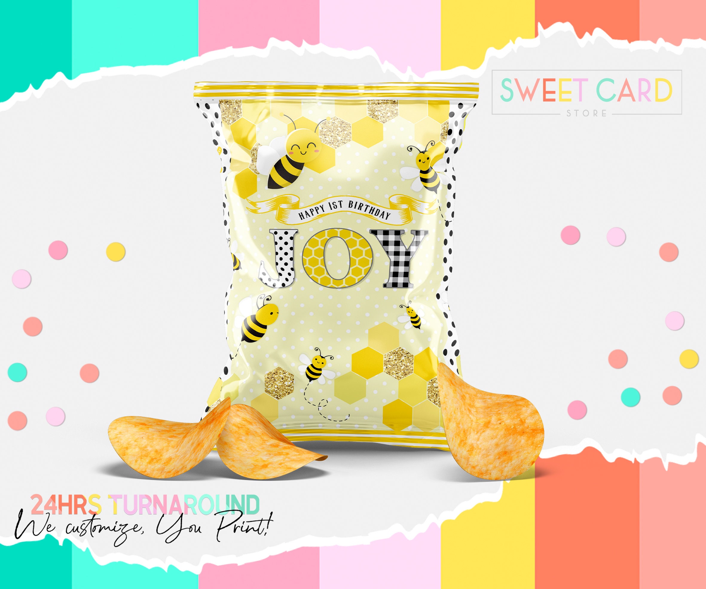 BEE CHIP BAG Bumble Bee Birthday Party Chip Bag Sweet Bee - Etsy