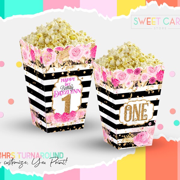 Striped Popcorn Box - Etsy