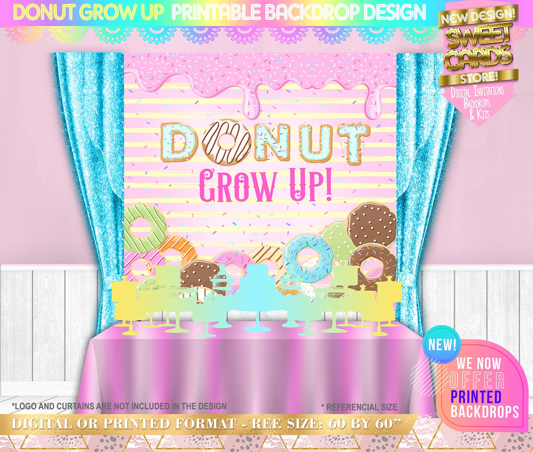 Donut Grow up Backdrop Donuts Backdrop Donut and Sprinkles - Etsy