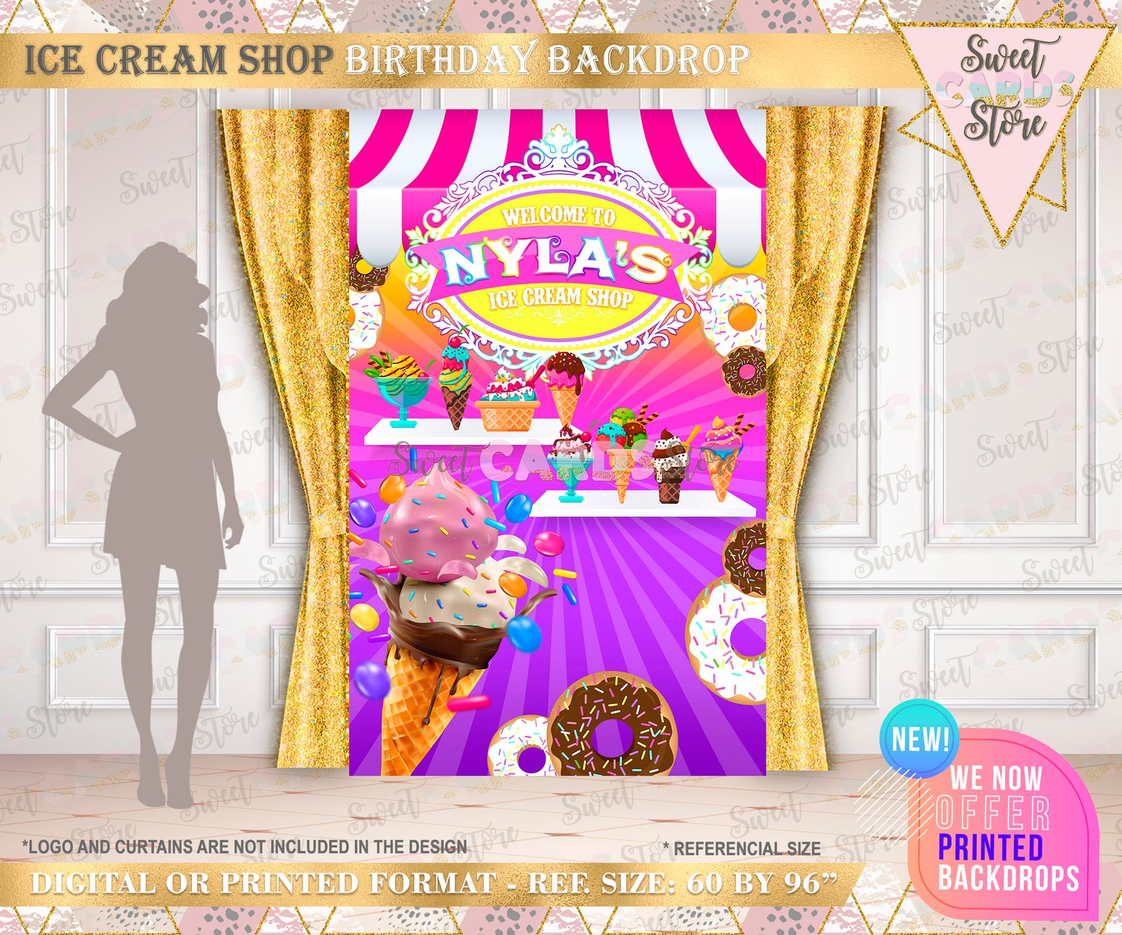 Ice Cream Parlor Printable Backdrop Ice Cream Backdrop Ice - Etsy